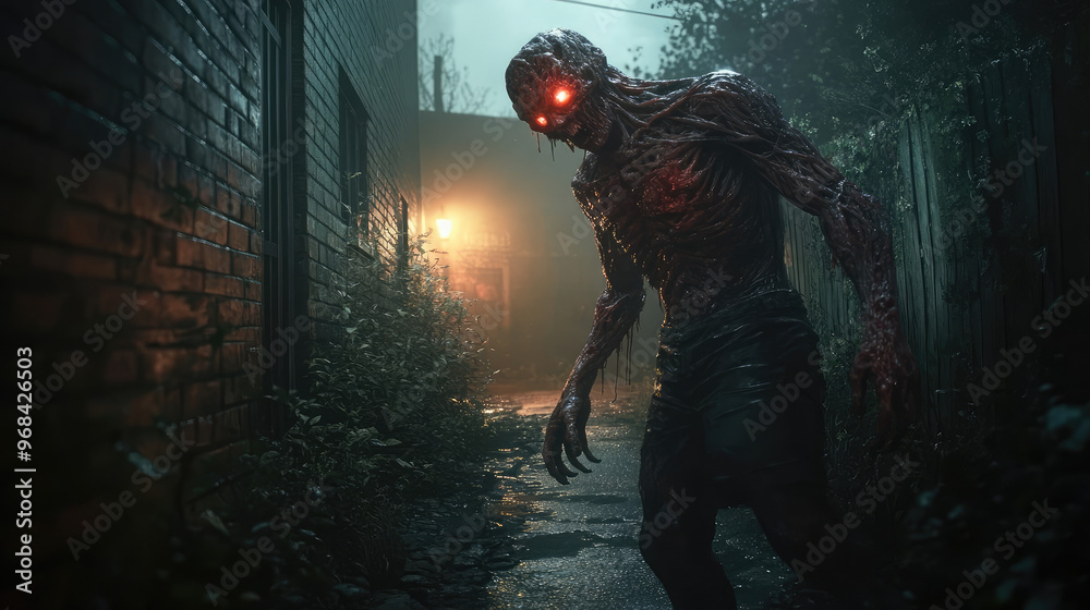 A horrifying infected humanoid creature with twisted limbs and bulging ...