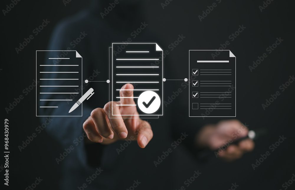 The check mark symbol represents the standard quality control, ISO ...