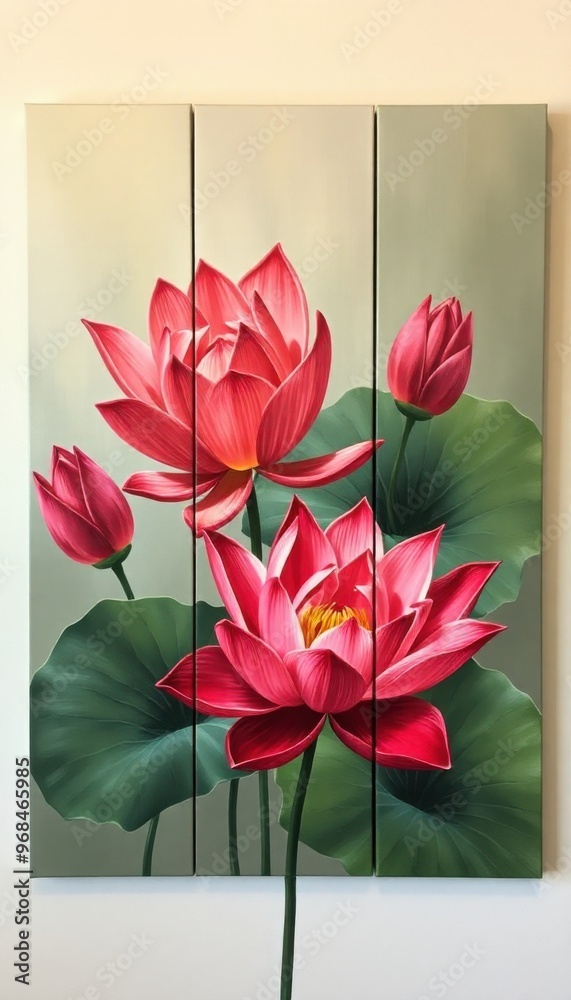 a collection of three canvas paintings that when placed side by side ...