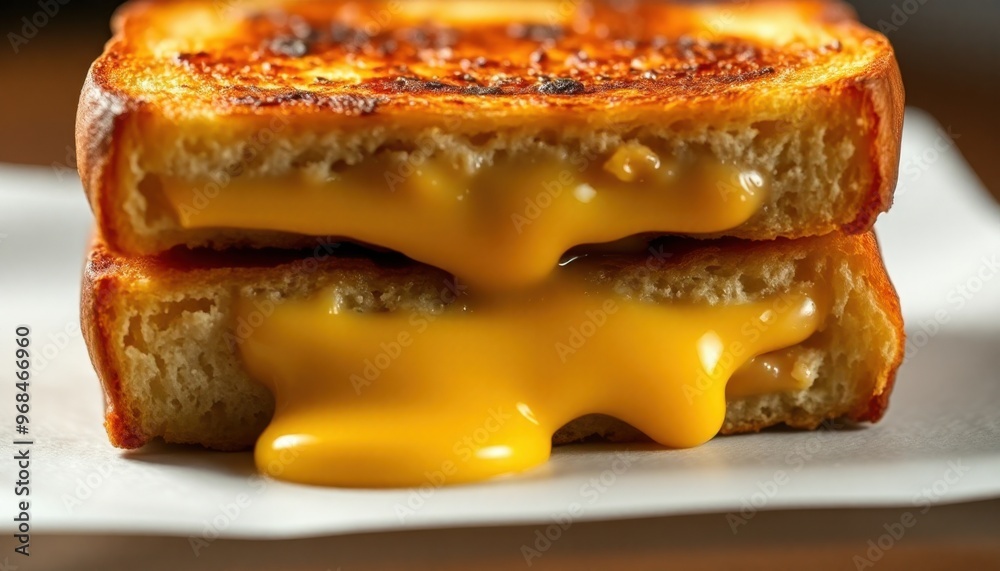 Poster a hyper-realistic cheesy toastie with detailed textures showing ...