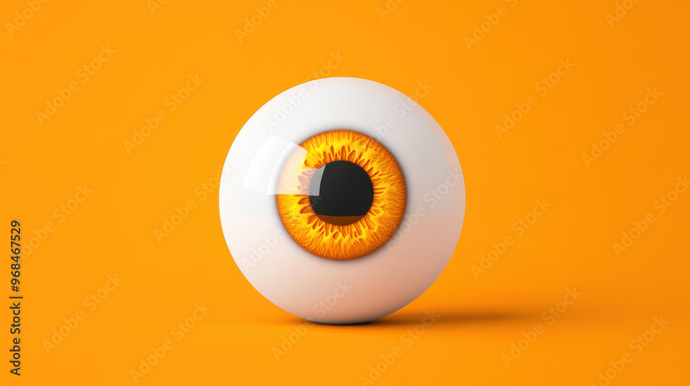A captivating vector illustration of a spinning 3D eyeball on a clean ...
