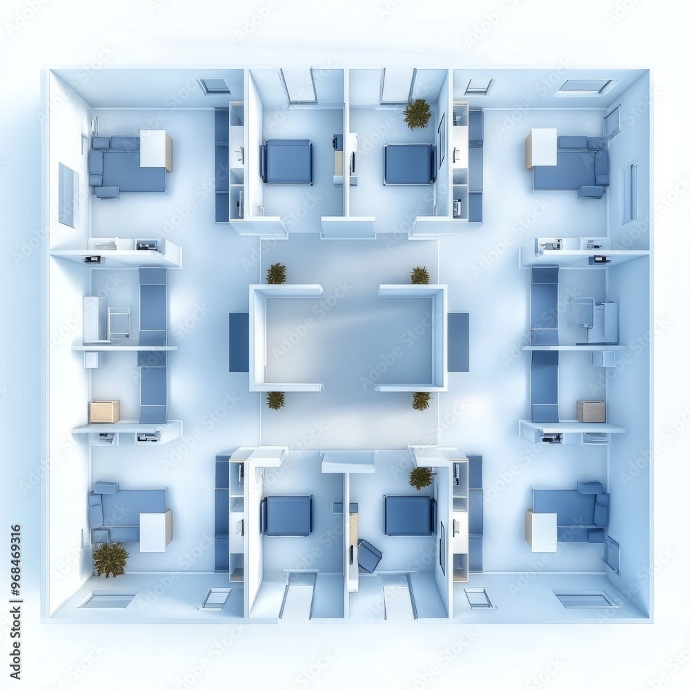 3d Render of a hospital with a large emergency and trauma center ...