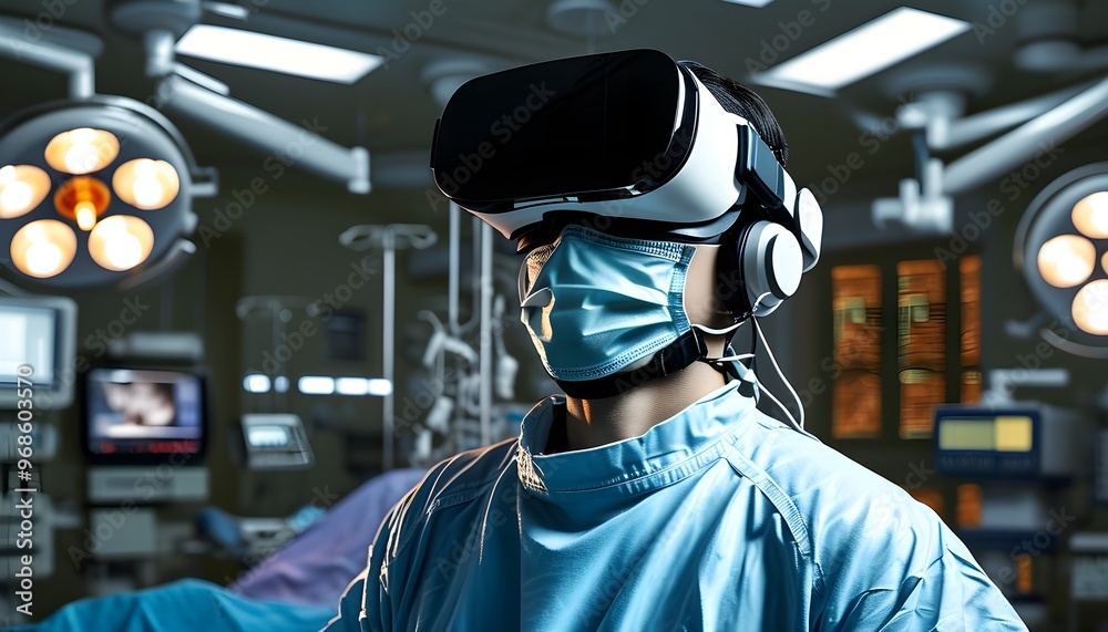 Surgeon utilizing virtual reality in operating room, exploring ...