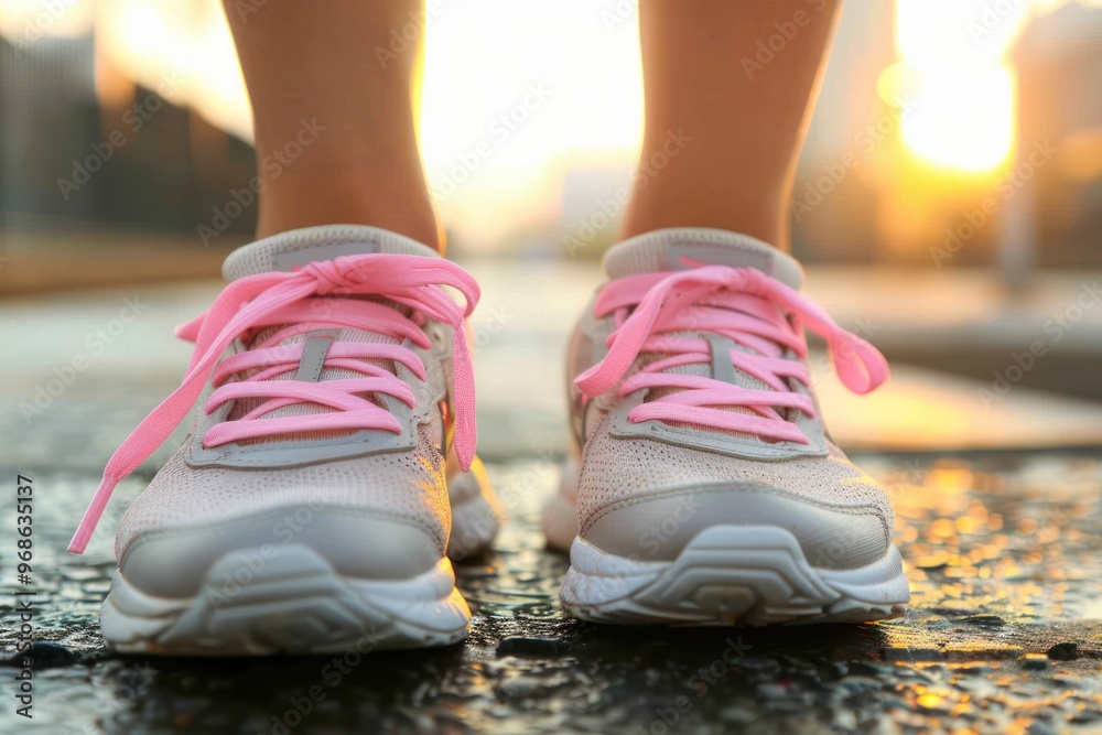Pre-run Warm-up: Close-up of Active Young Woman Stretching on Sidewalk ...