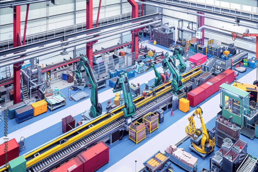 New industrial machinery Horizontal high angle view color image of ...