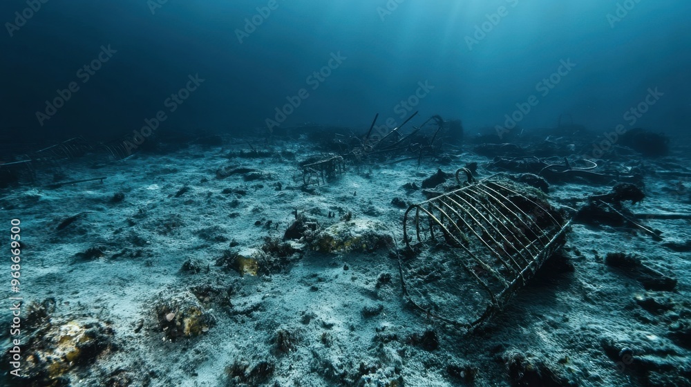 Overfishing effects on ocean habitats barren seafloor with abandoned ...