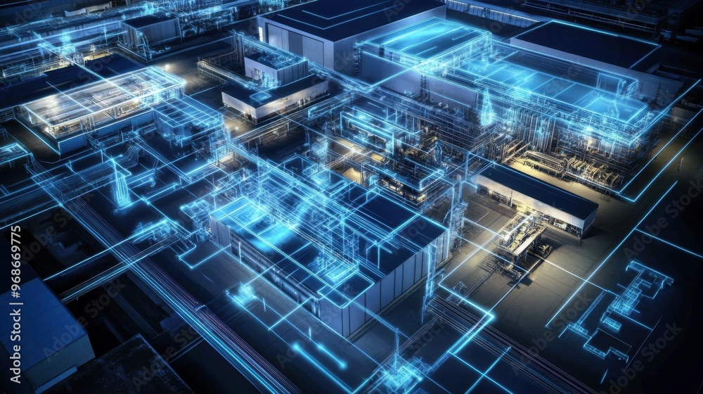 Future-ready industrial facility with smart technology integration ...