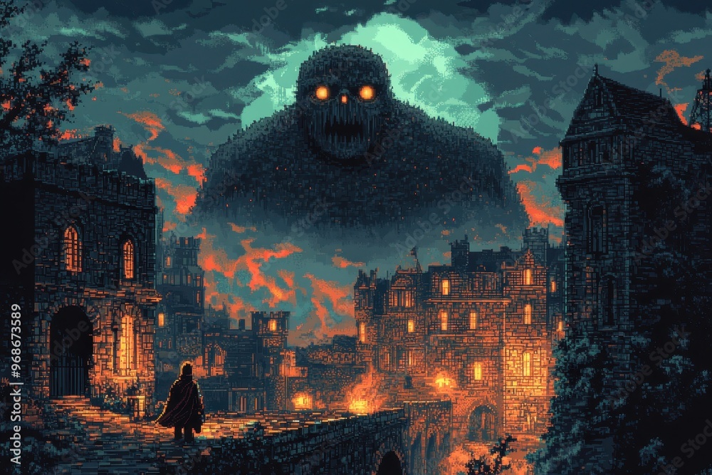 Pixelated Adventure: 8-Bit Hero Journeying Through Retro World with ...