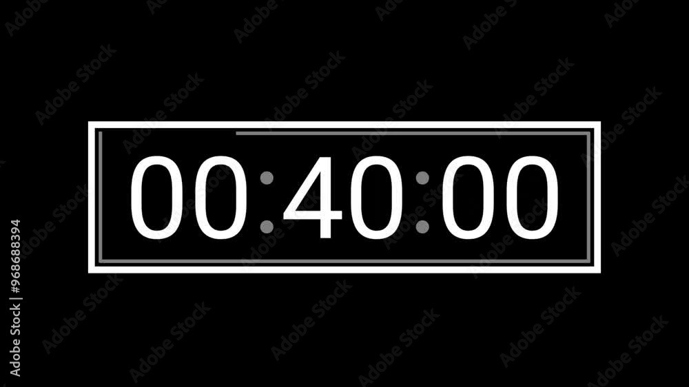 45 seconds countdown timer digital clock on black background suitable ...