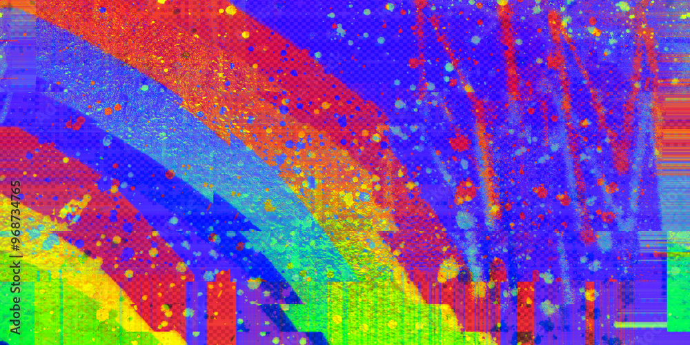 Abstract digital motion glitch art distorted red, green, blue pixelated ...