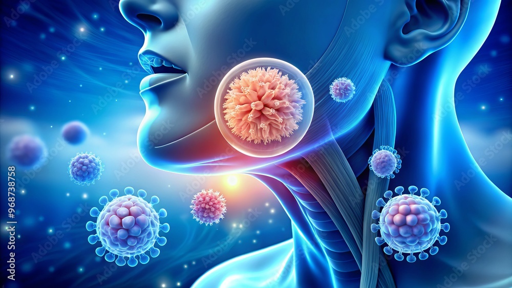 A warm-toned illustration of a healthy throat with pinkish mucous ...