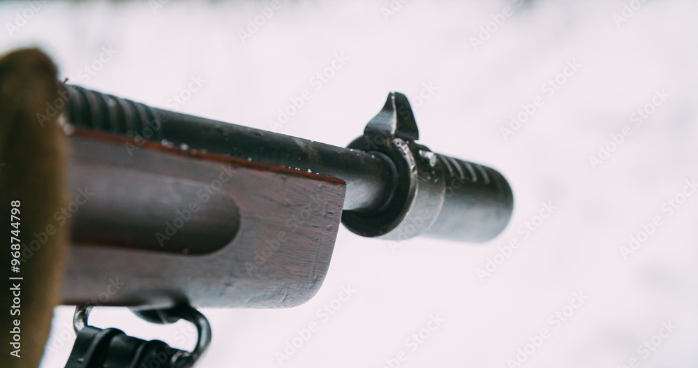 Usa Soldier With Old Thompson Sub-machine Gun. Close-up View Detail On ...