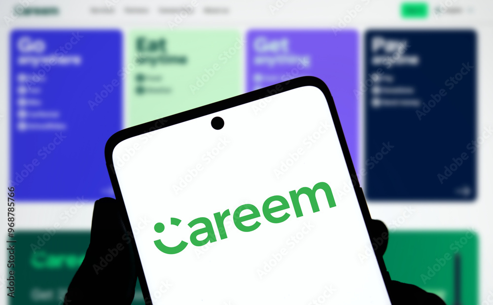 Dhaka, Bangladesh- 11 Sep2024: Careem logo is displayed on smartphone ...
