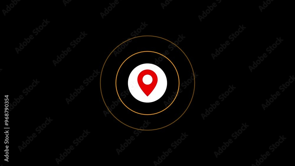 Animated video featuring a location map with a wave effect and a ...