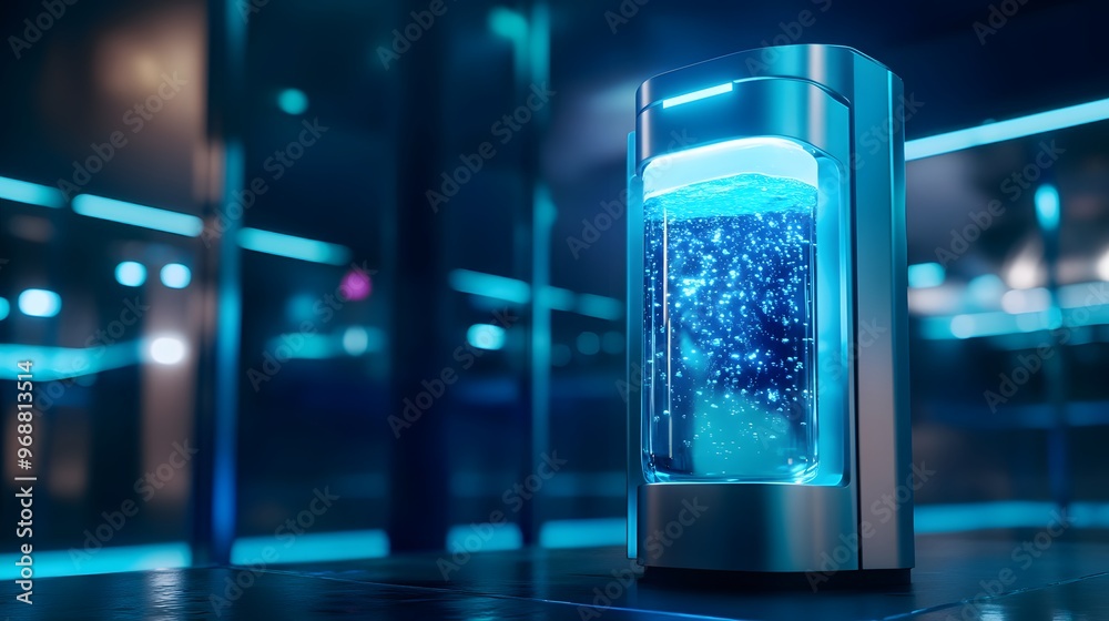 Hand sanitizer gel being dispensed from a sleek, futuristic dispenser ...