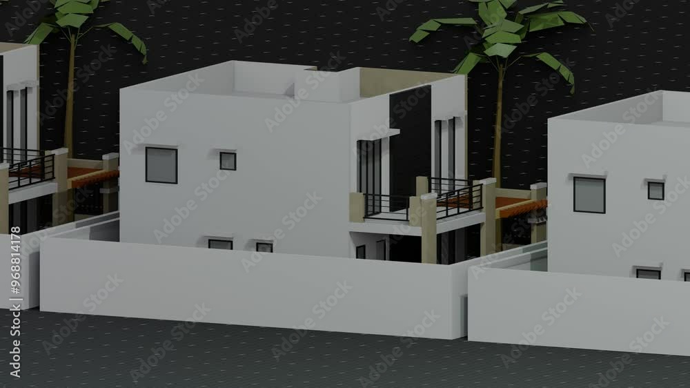 Generic Arab Flat roof Villa Complex, Seamless Looped Rotating ...