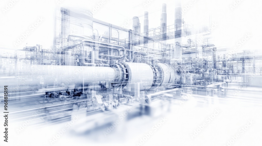Double exposure of oil refinery and pipelines with a technology concept ...