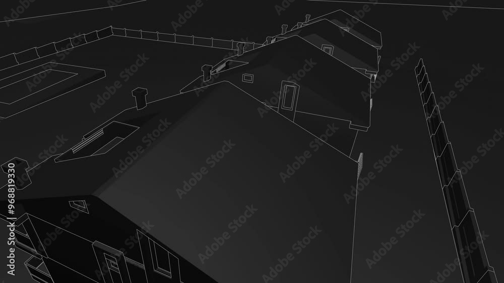 Generic Slopped roof Villa mansion Complex, Seamless Looped Rotating ...