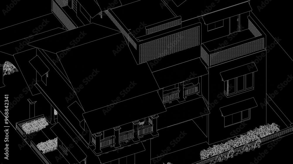 3d Animation of a Generic Classic brick house, Seamless Looped Rotating ...