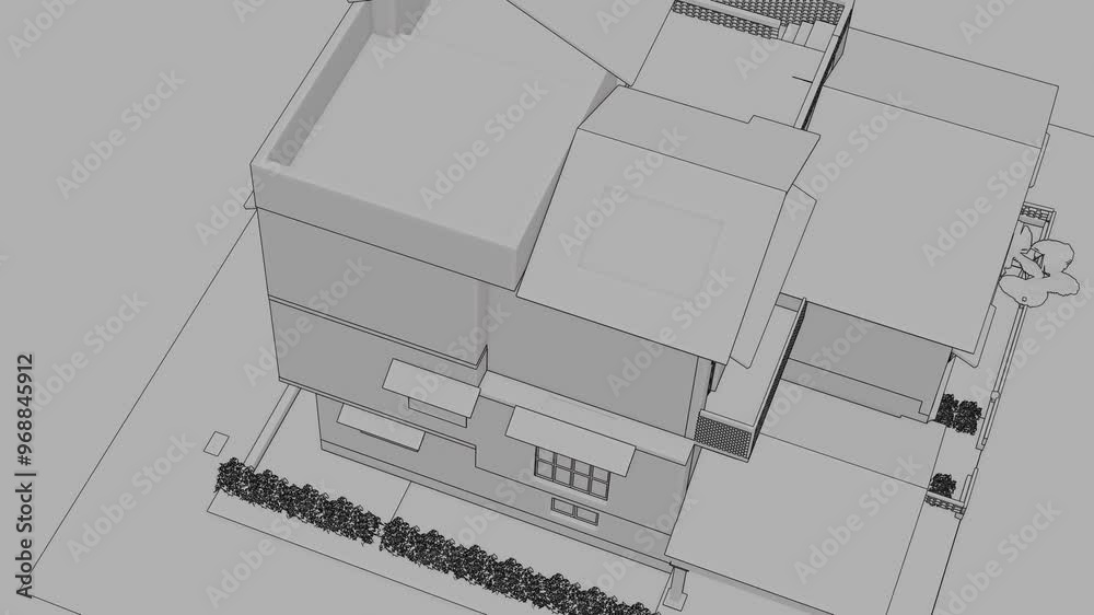 3d Animation of a Generic Classic brick house, Seamless Looped Rotating ...