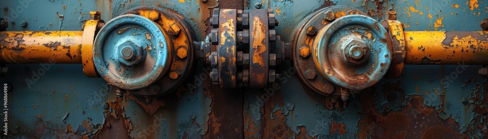 Rusty metallic fixtures with blue-green patina, showcasing the beauty ...