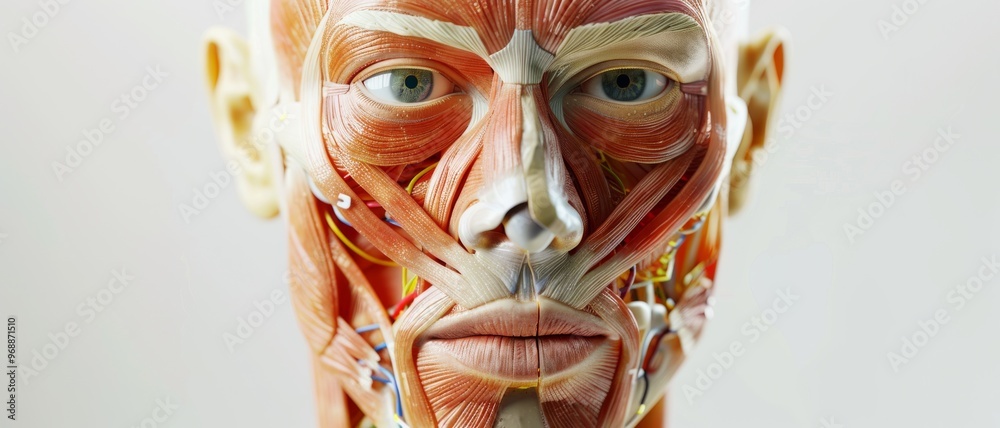 Foto de A detailed anatomical model of a human head showing muscles ...