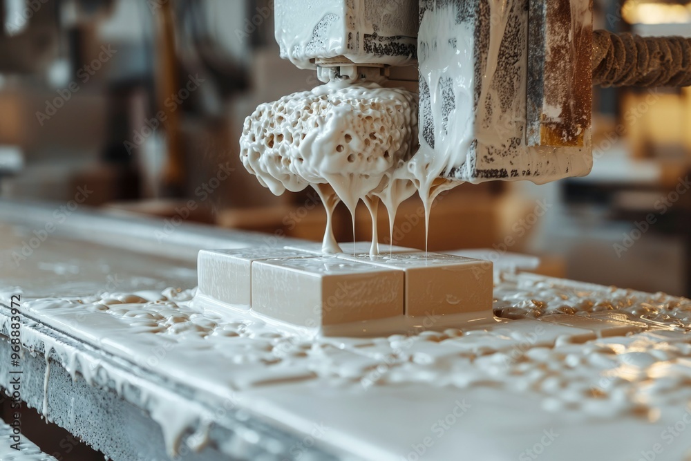 White Liquid Dripping onto Rectangular Objects During Manufacturing ...