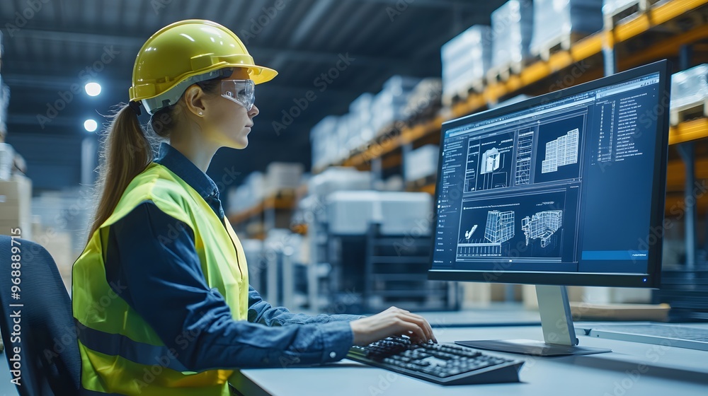 45. A logistics operator working with a warehouse management system on ...