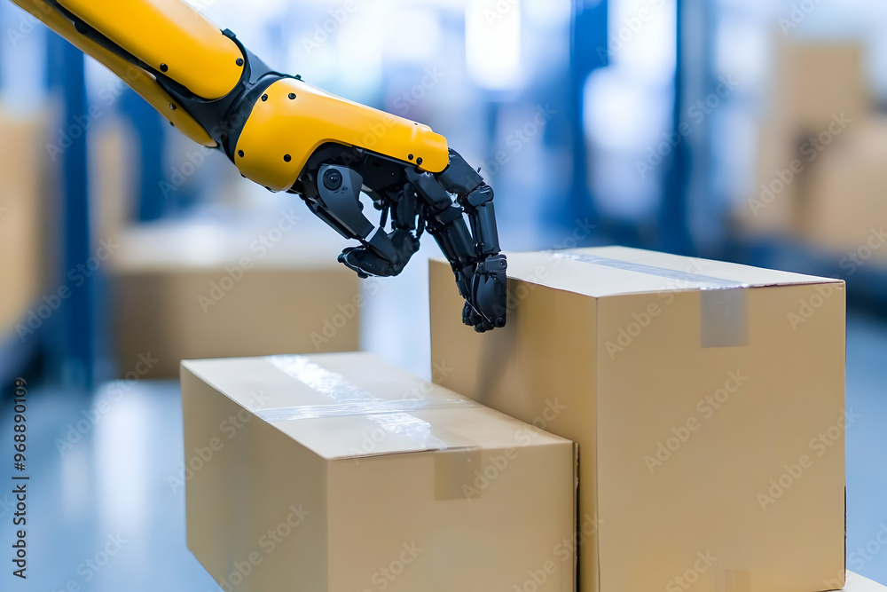 Robotic Arm Handling Boxes in Warehouse: Automation in Logistics and ...