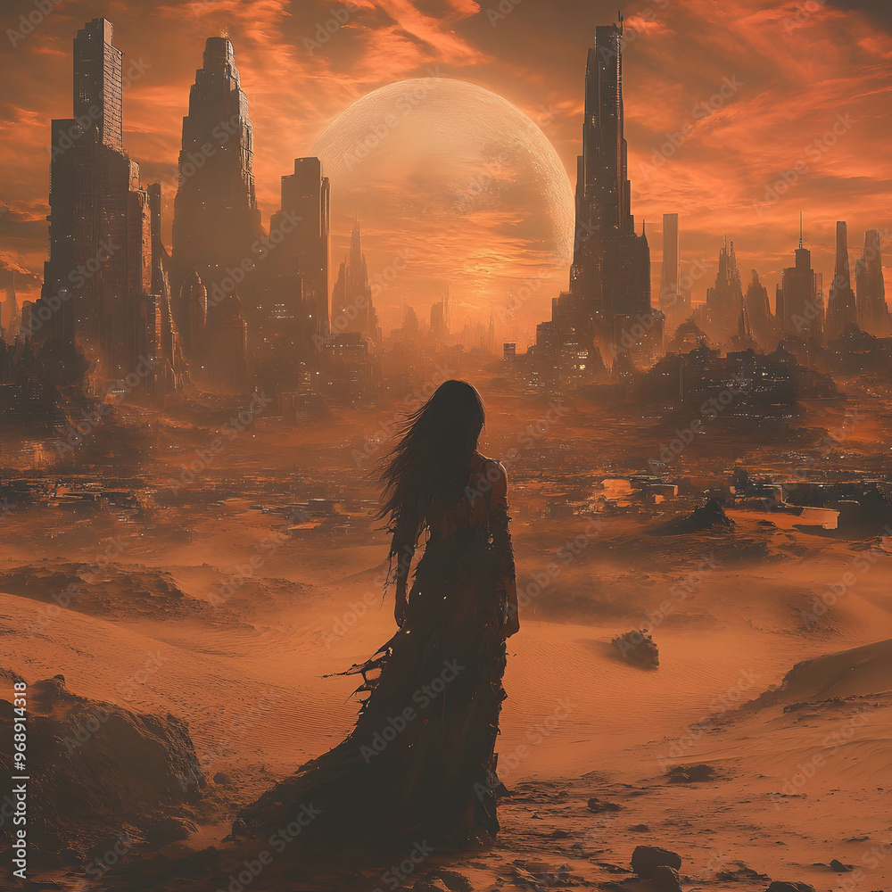dune style dystopian wallpaper art, futuristic city landscape, decay ...