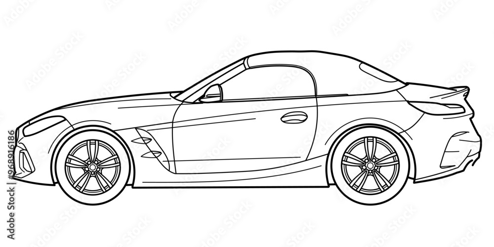 Ivano-Frankivsk, Ukraine - 10 Sept 2024: Outline drawing of BMW Z4 (G29 ...