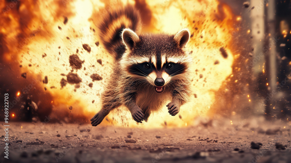 Cute baby raccoon hilariously running away from a dramatic explosion ...
