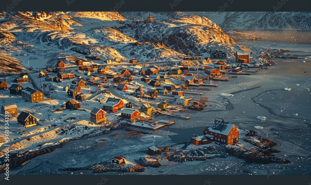 Sunlit Isolation: Aerial View of Ittoqqortoormiit, Greenland's Remote ...