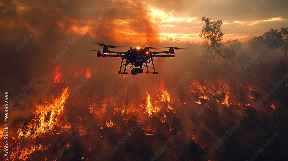 Autonomous AI-driven fire-fighting drones equipped with heat sensors ...