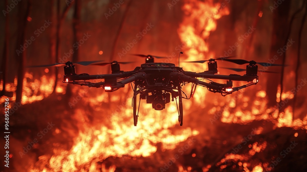 Autonomous AI-driven fire-fighting drones equipped with heat sensors ...