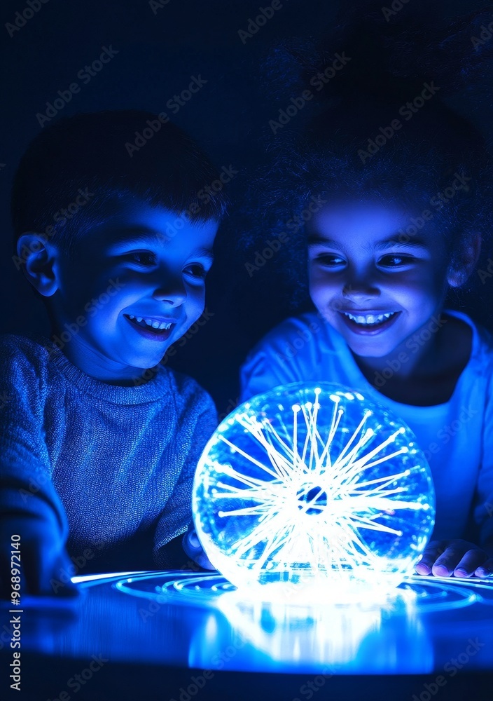Stock image of smiling children watching physics demonstrations in a ...