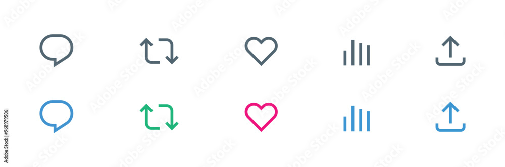 like icon, reply, retweet, view, share icon signs - social media ...