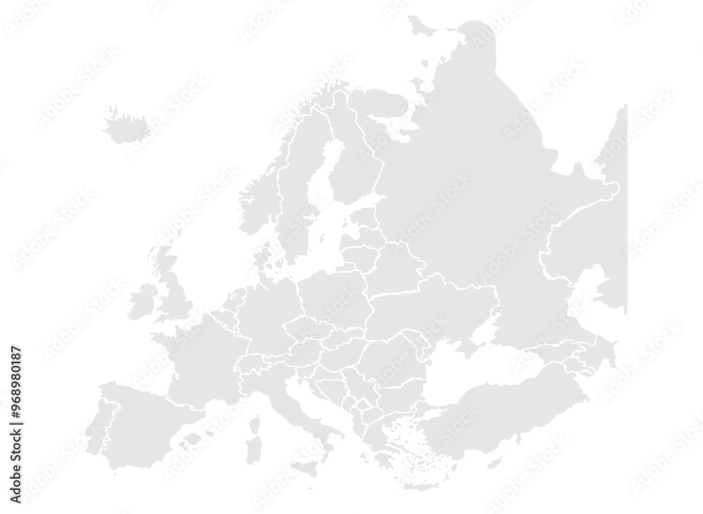 Illustration of a Colored map of Europe.Europe map on white background ...