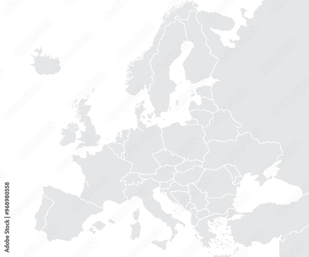 Illustration of a Colored map of Europe.Europe map on white background ...