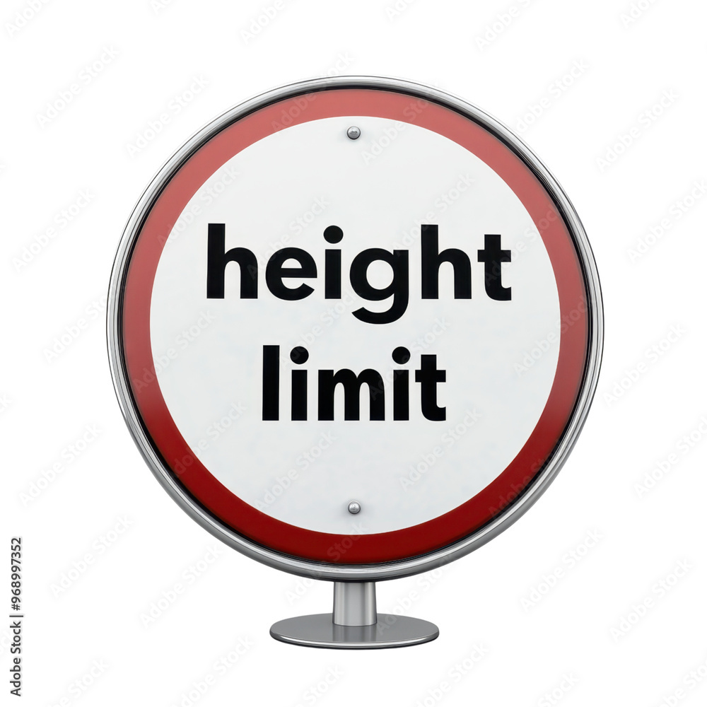 Circular road sign indicating height limit. Red border with 'height ...