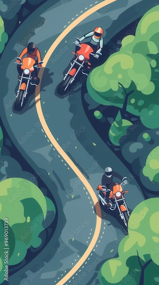 25 American motorcycle festival flat design bird's-eye view celebration ...