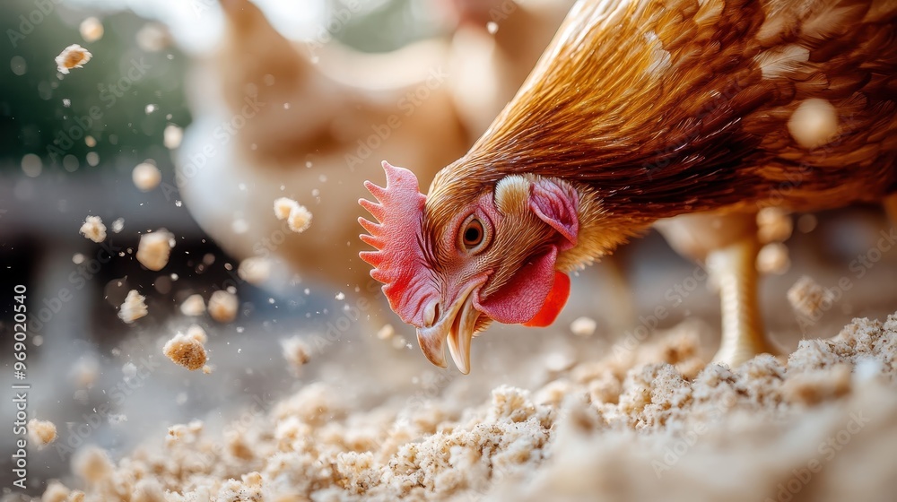 Dynamic capture of a chicken actively pecking grains scattered on the ...