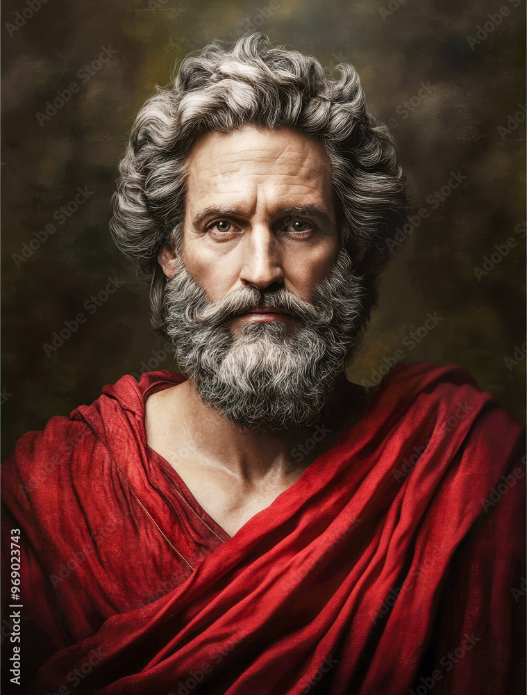 Zeus, the Mighty Greek God of Thunder in Majestic Pose Amidst the ...