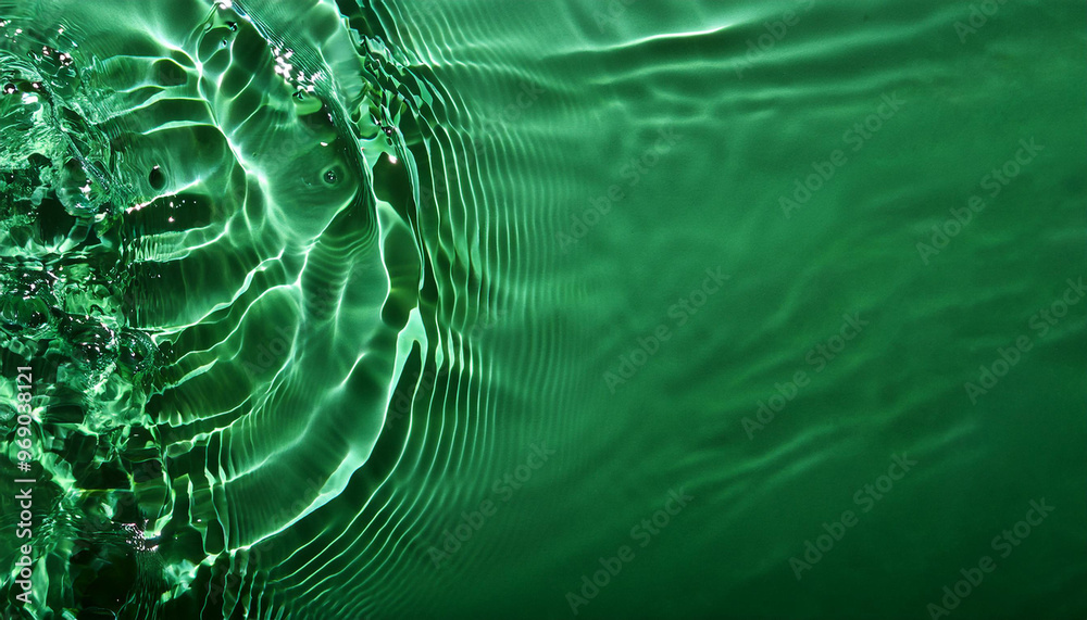 Transparent dark green clear water surface texture with ripples ...