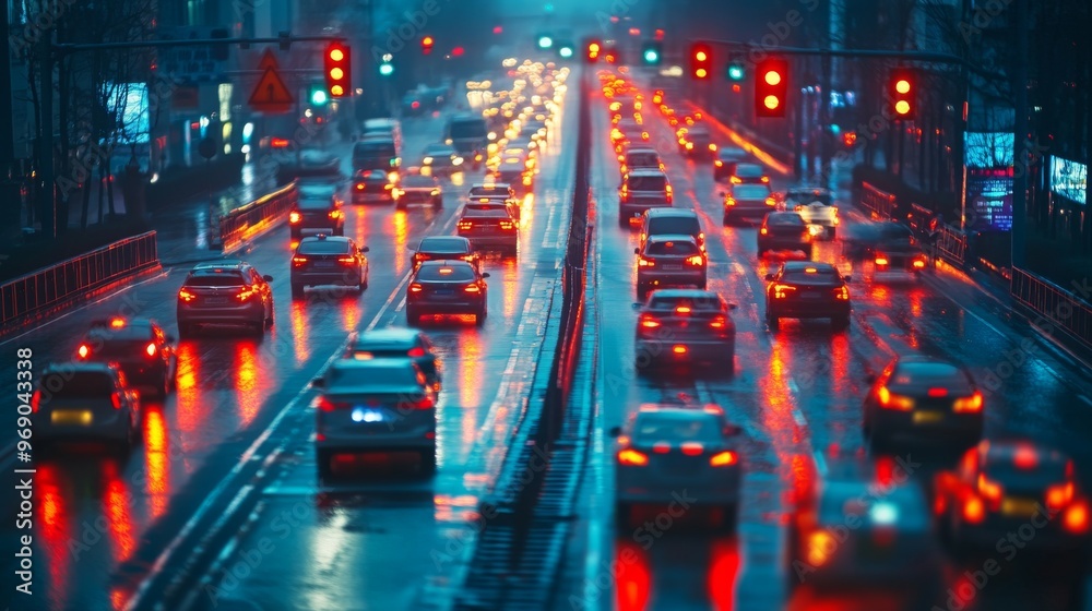 Futuristic AI-powered smart traffic signs changing based on real-time ...