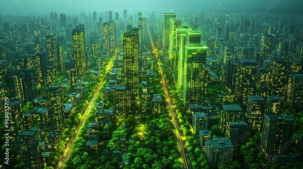 Futuristic AI-powered urban planning systems designing efficient cities ...