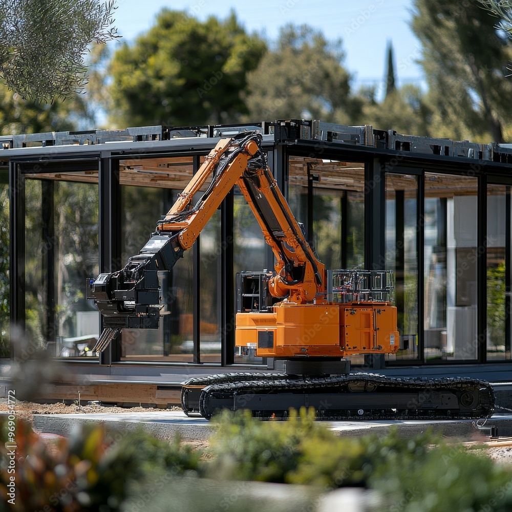 Autonomous AI-powered construction bots assembling modular homes in ... Autonomous AI-powered construction bots assembling modular homes in ...