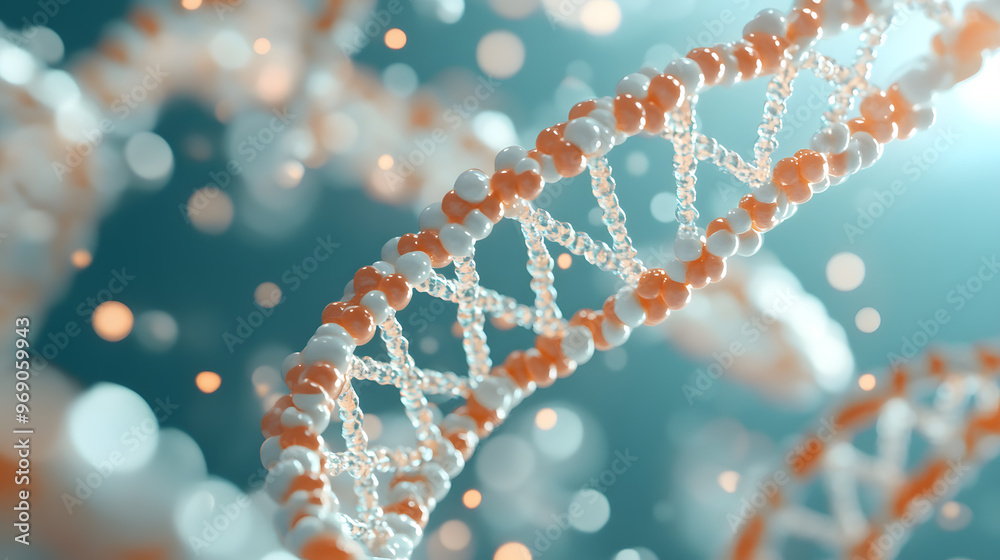 A futuristic 3D visualization of DNA sequencing and biotech innovations ...