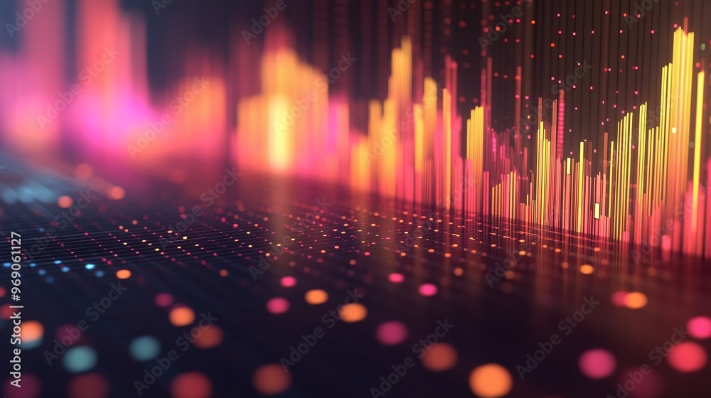 A close-up of a 3D financial heatmap with color-coded data points and ...