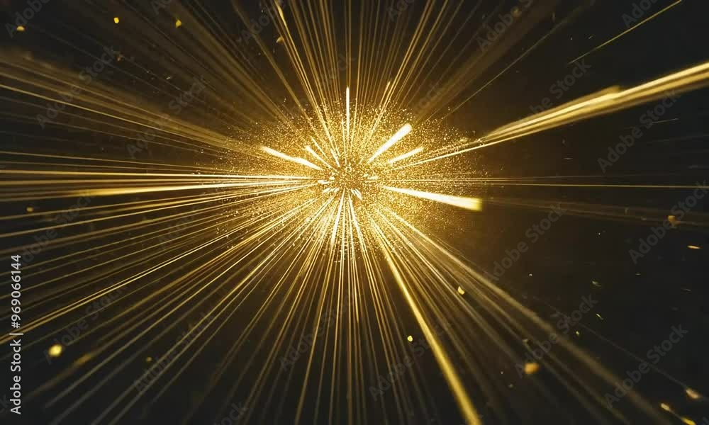 A dynamic abstract animation featuring golden particles and light ...